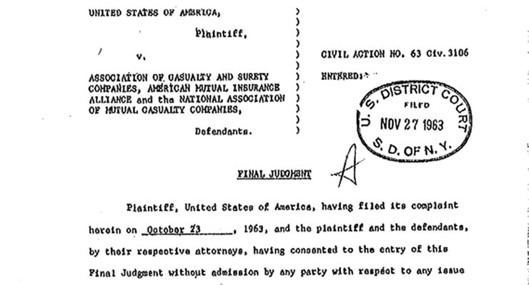 1963 Insurance Anti-Trust Consent Decree Nominated for Termination ...