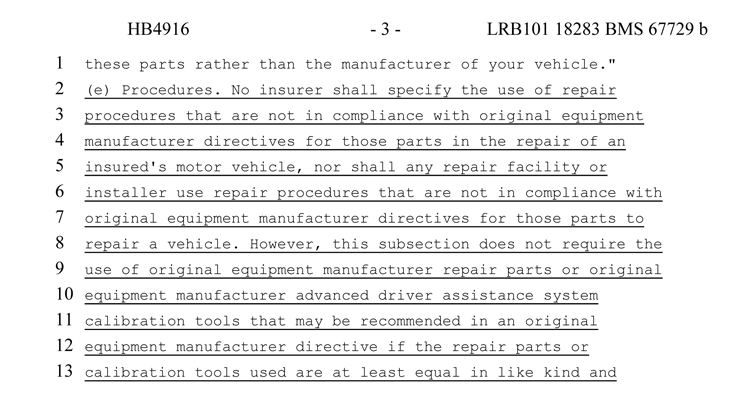 OEM Collision Repair Procedures Legislation Introduced in Illinois ...