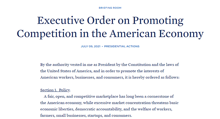 President Biden Issues Executive Order on Competition That Supports ...
