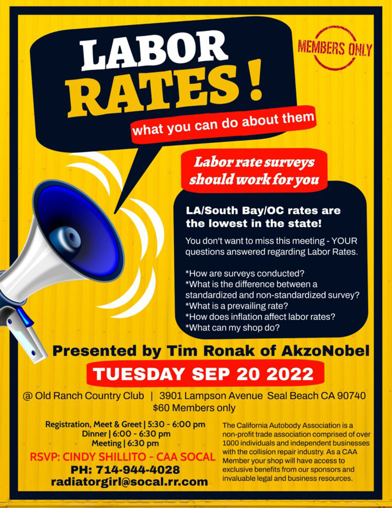 September 20 California Auto Body Association Meeting To Examine Labor Rate Surveys CollisionWeek